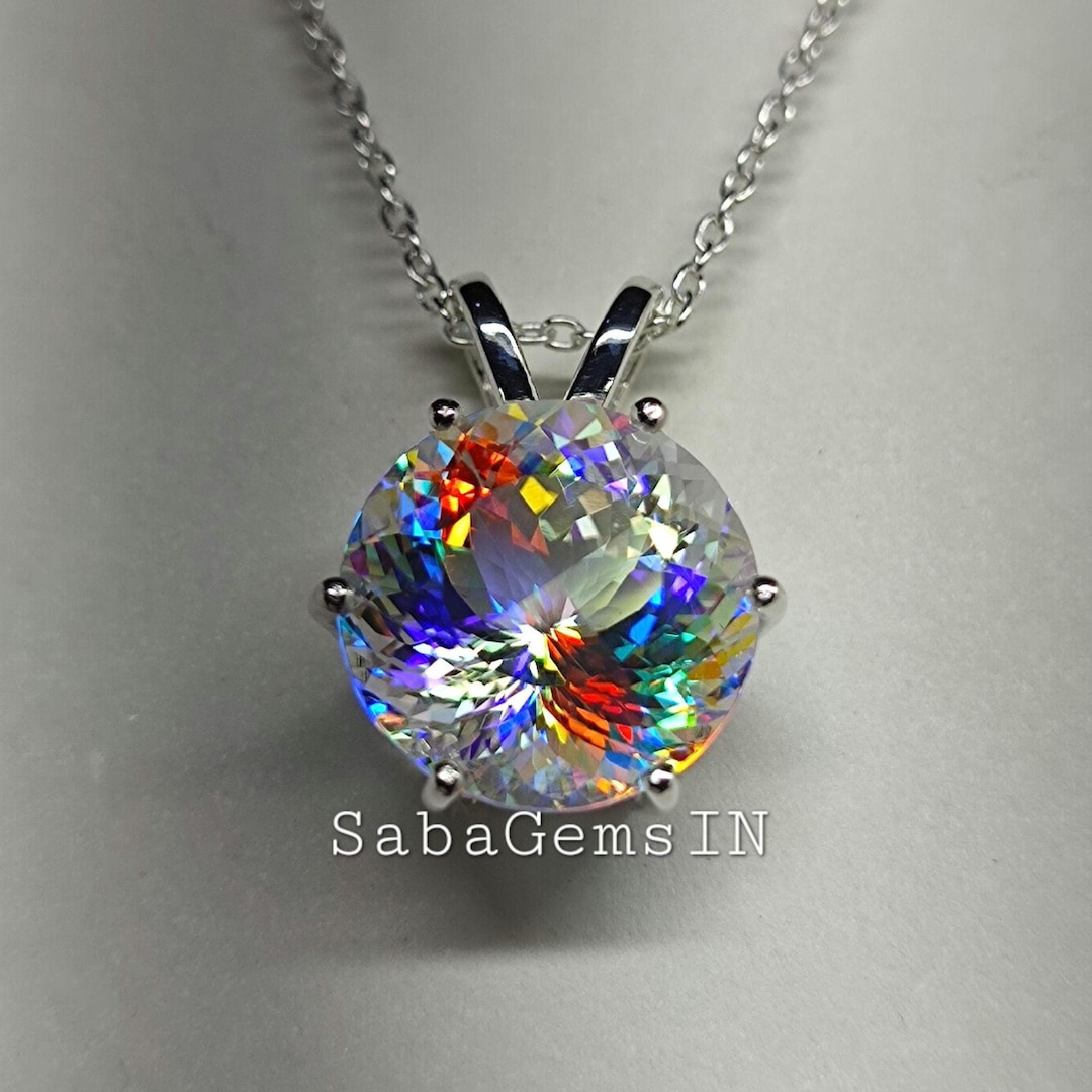 Magical Mystic Topaz Pendant, 15×15MM Portuguese Cut, 925 Sterling ...