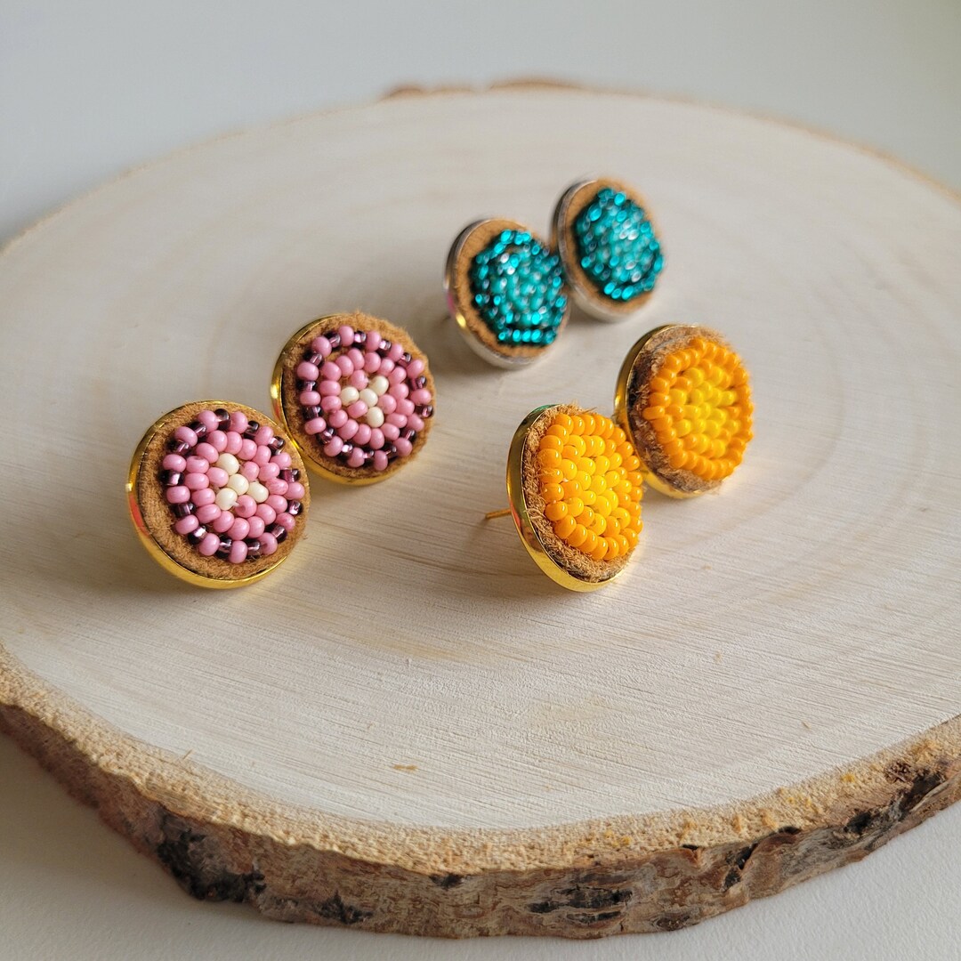 Beaded Moose Hide Earrings - Etsy