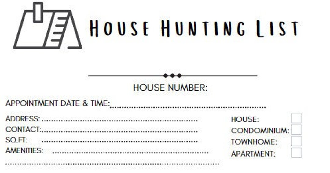 House Hunting Printable - Etsy