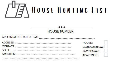 House Hunting Printable - Etsy