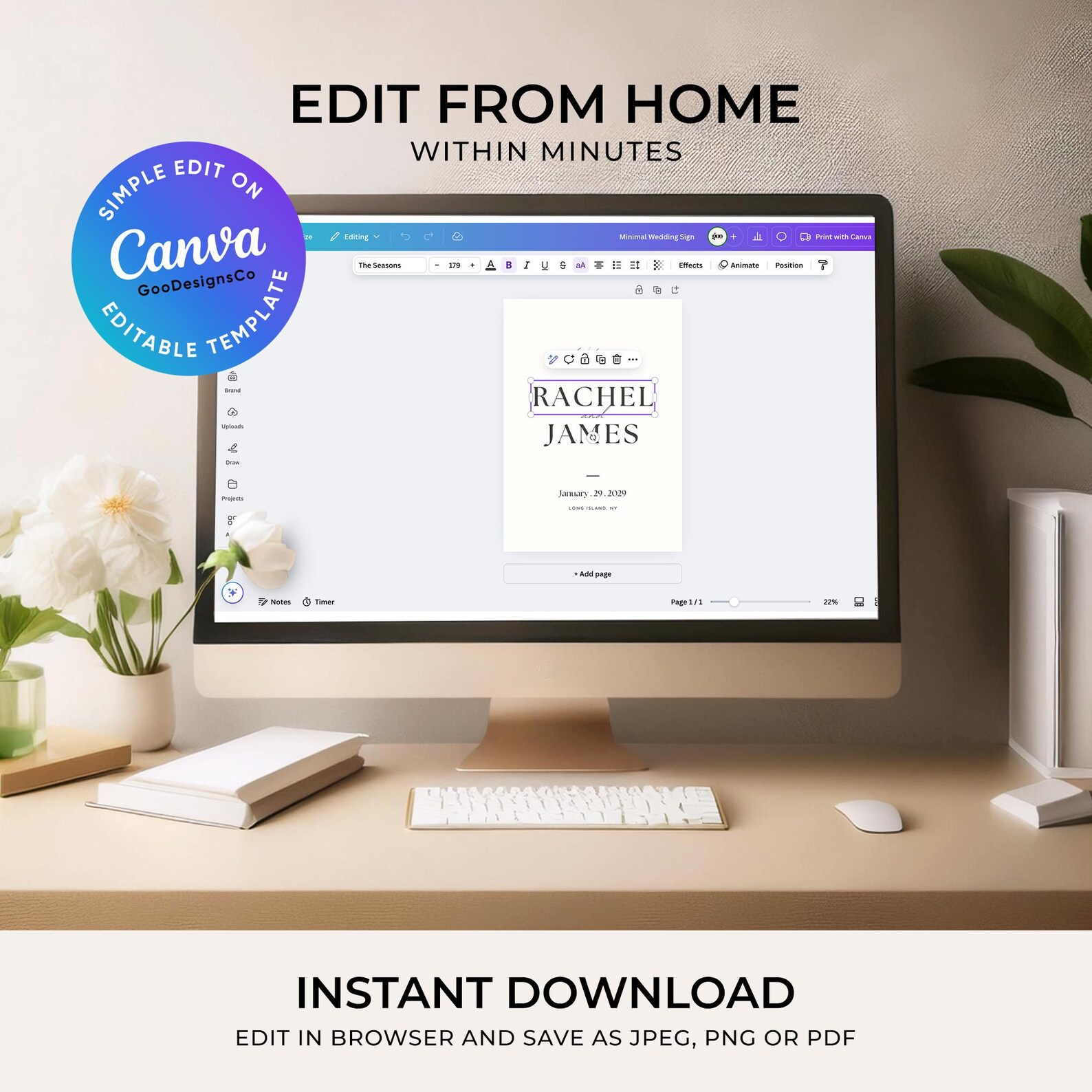 Wedding Welcome Sign Display, Printable Minimalist Signage for Events ...