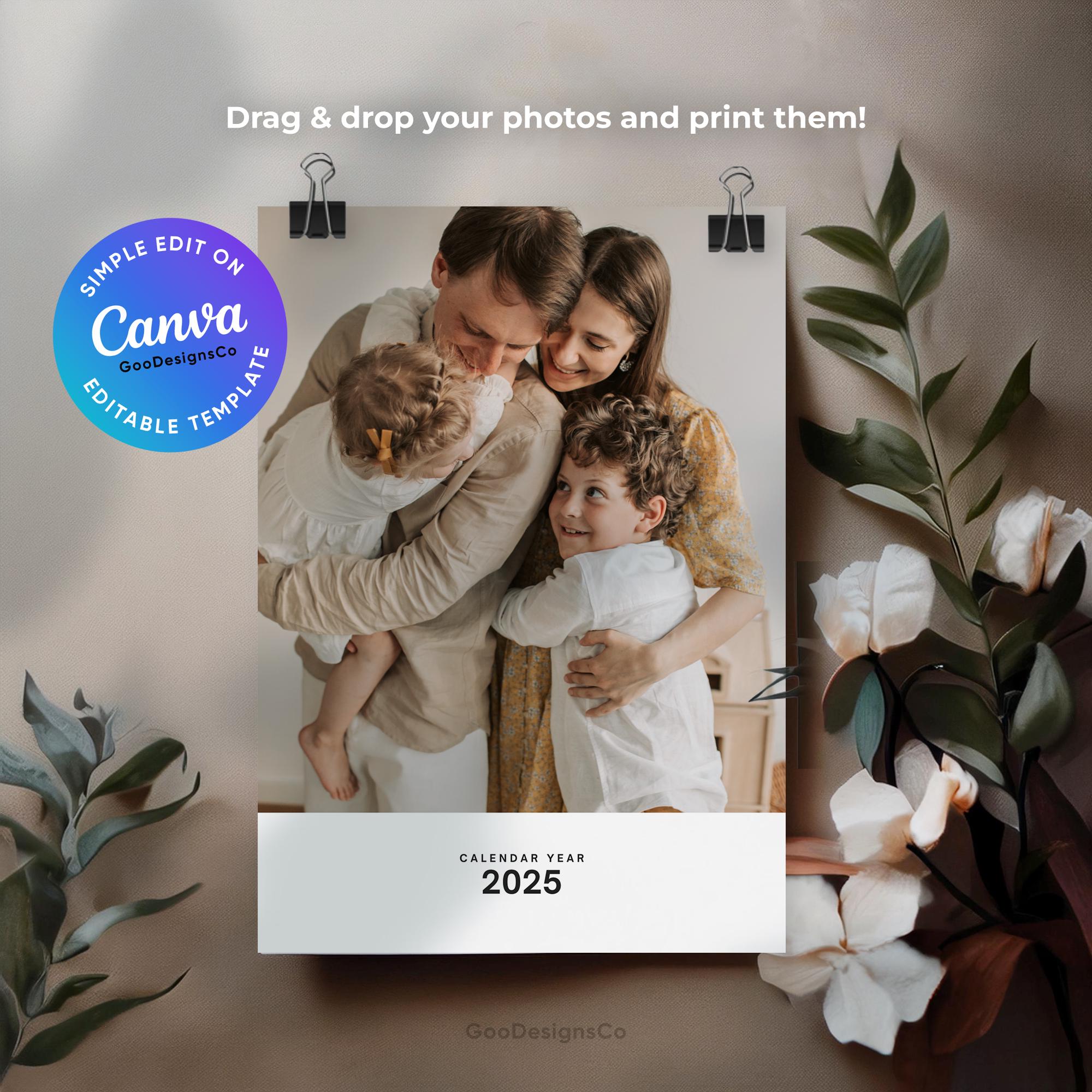 2025 Photo Calendar Editable Template Printable Monthly Planner ...