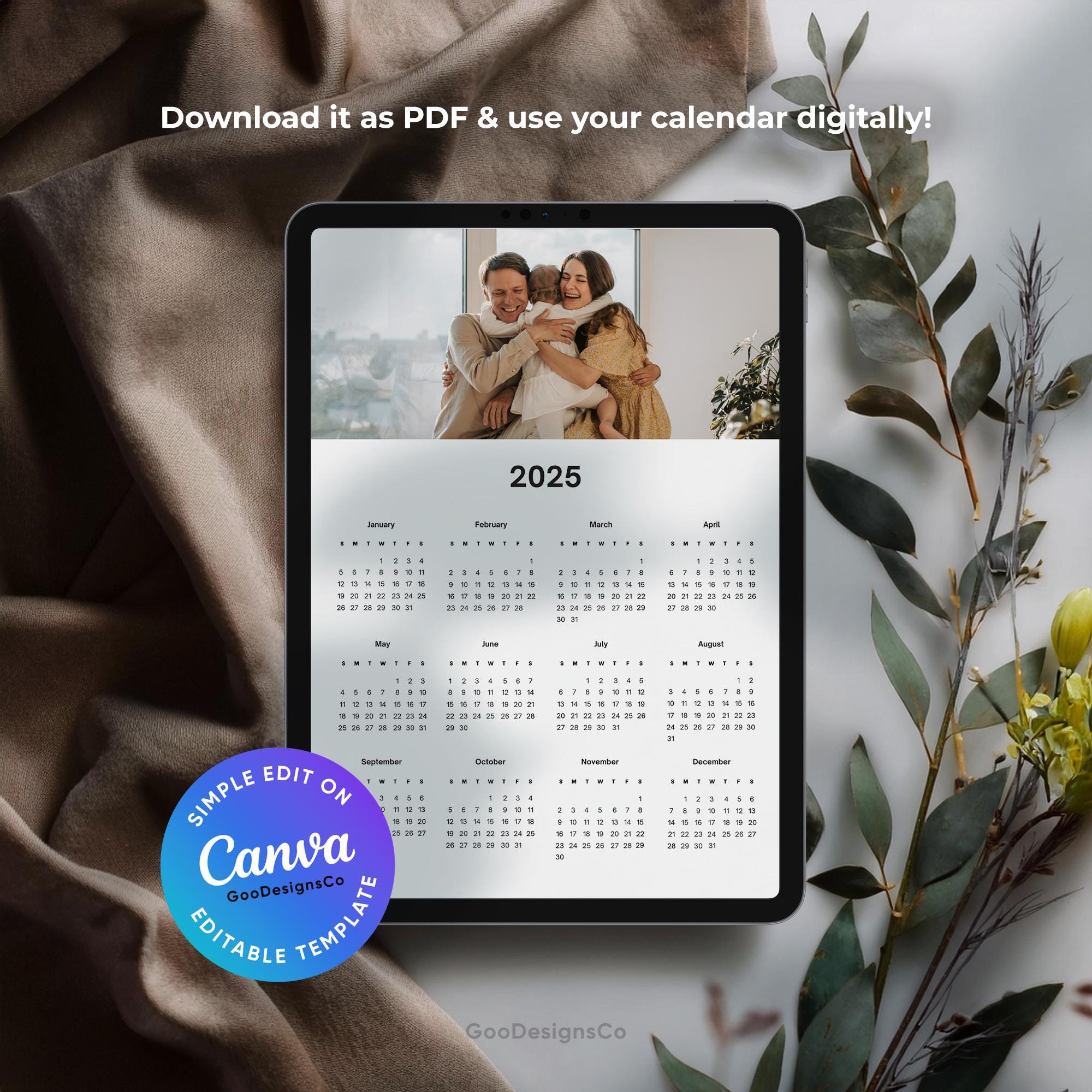 2025 Photo Calendar Editable Template Printable Monthly Planner ...
