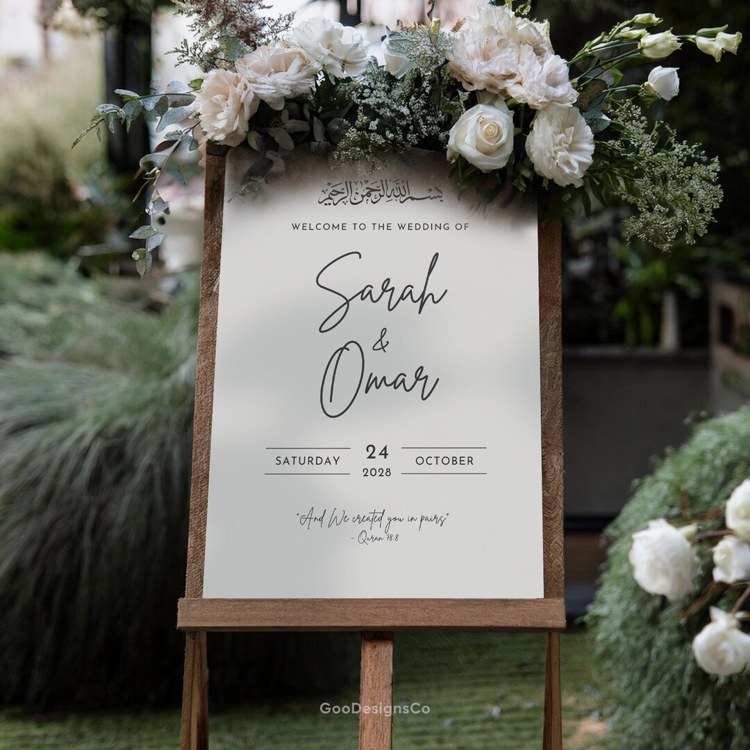 Muslim Wedding Sign Display Minimalist Signage for Elegant Events ...
