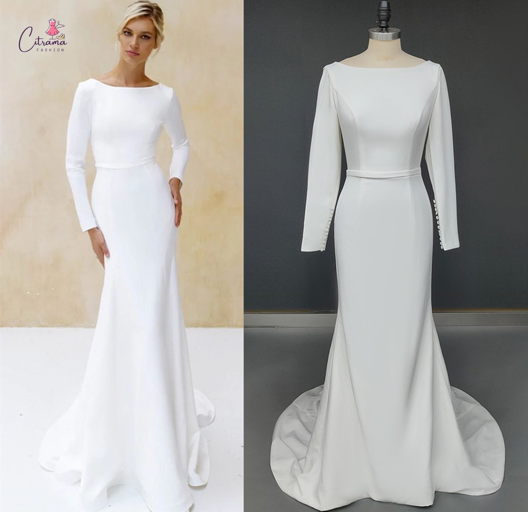 Minimalist Design Mermaid Wedding Dresses 2022,elegant Long Sleeve ...