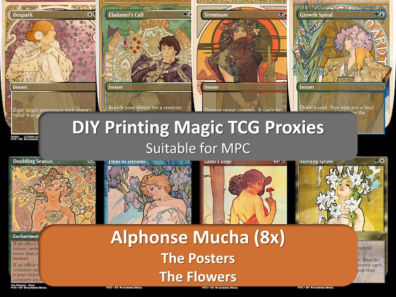Art Nouveau: Alphonse Mucha, Posters & the Flowers (DIY Print MTG Proxy) - Etsy