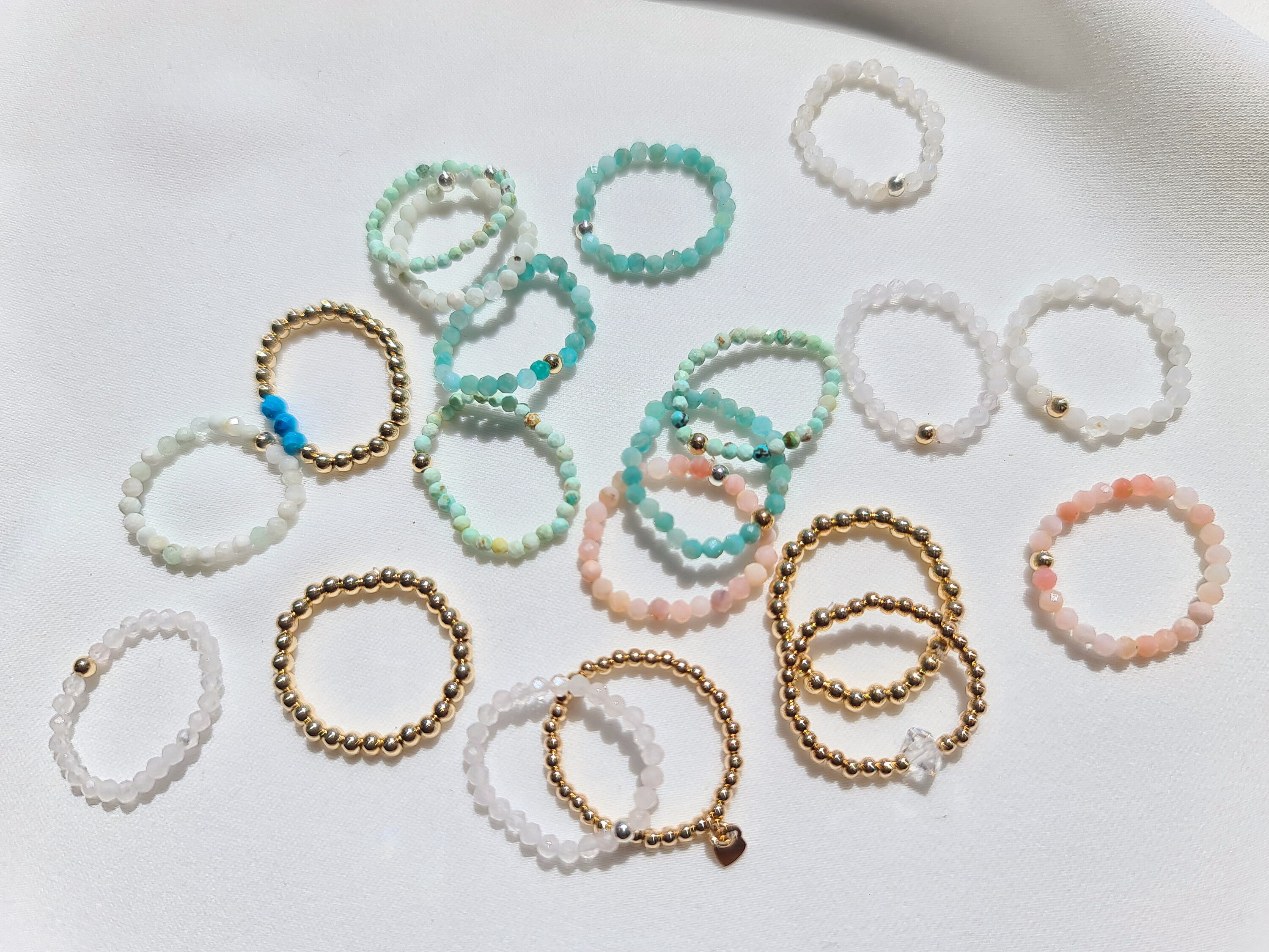 Gemstone Rings Gemstones Elastic Waterproof Gemstone Bead Goldfilled ...