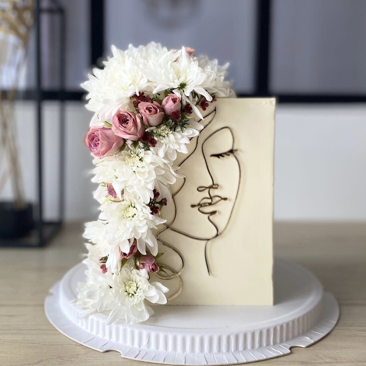 Face Topper Face Model 1 / Continuous Line Face / Birthday / - Etsy UK