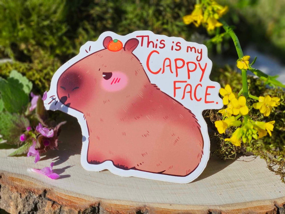 This is My Cappy Face Sticker || Capybara || Orange || Kawaii Sticker ...