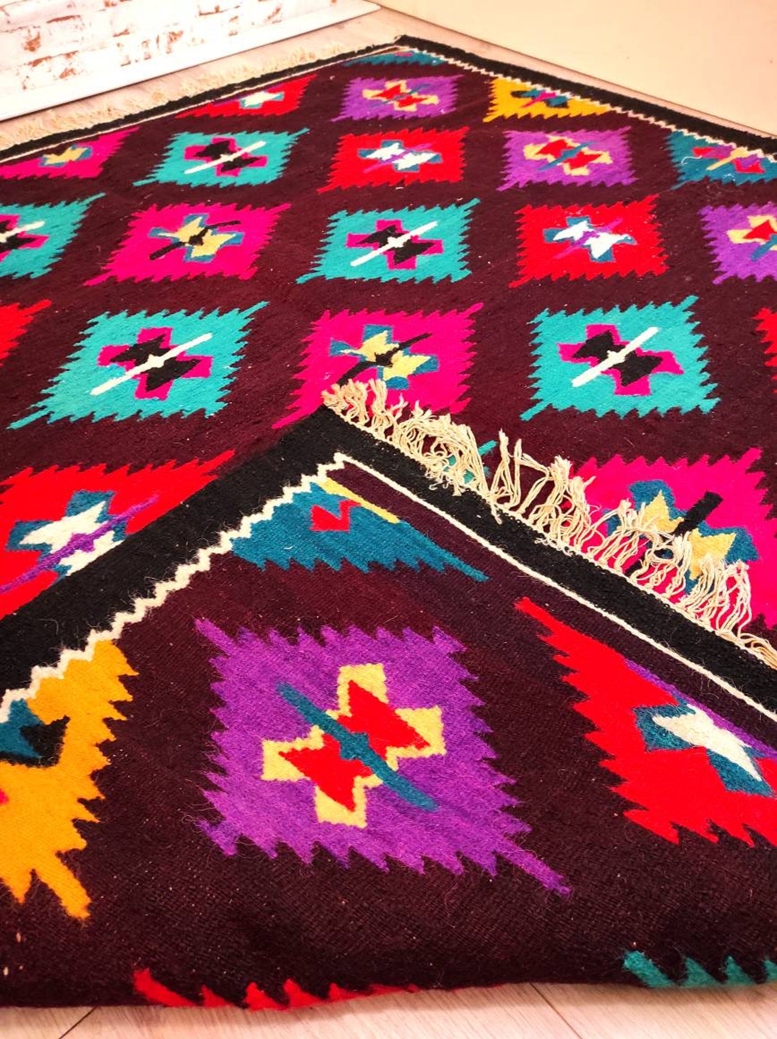 Vintage Romanian Rug,handmade Wool Rug,kelim Transylvanian-maramureș ...