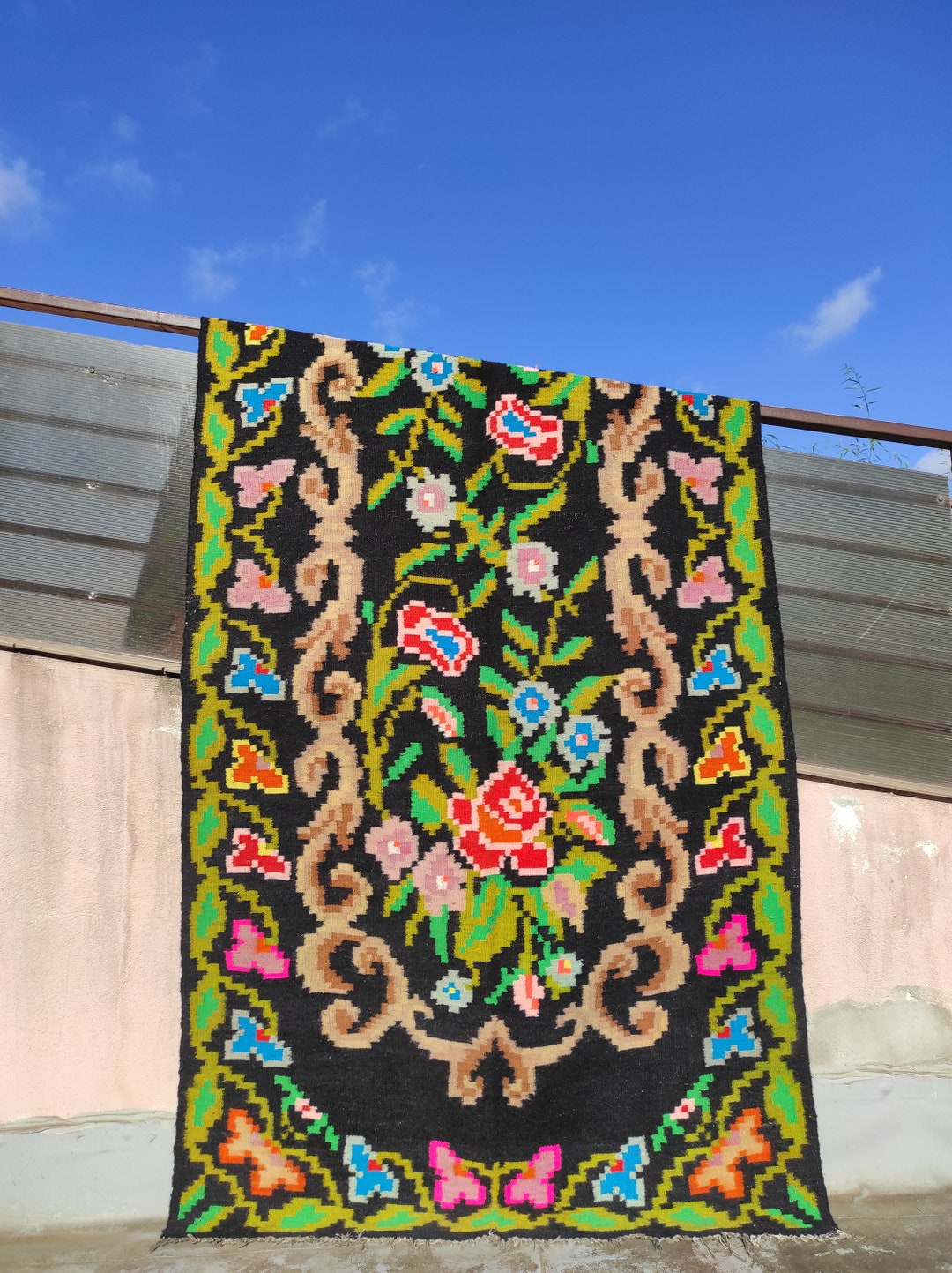 Vintage Romanian Rug,handmade Wool Runner, Kelim Bessarabian Art, Tapis ...