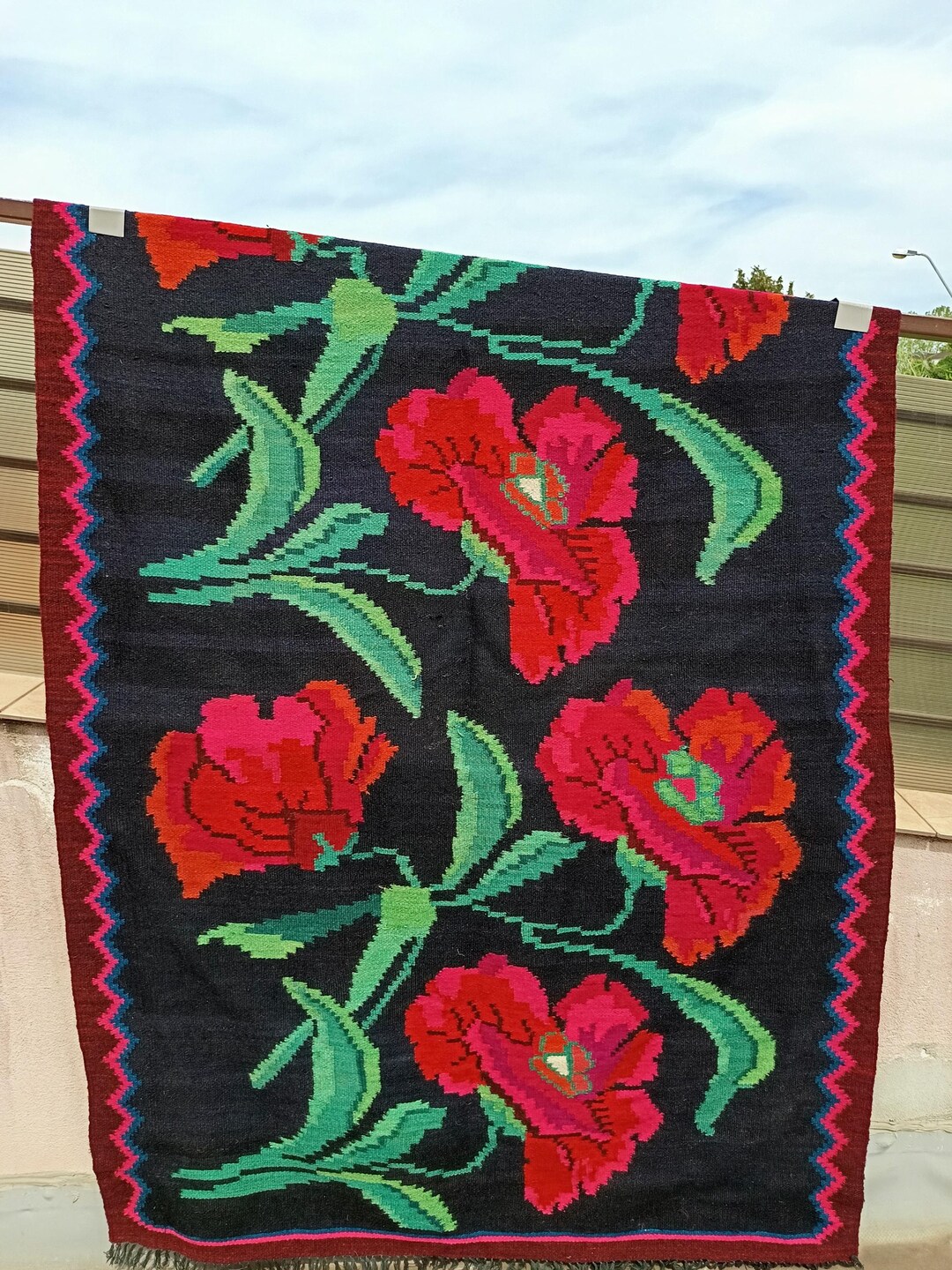 Vintage Romanian Rug, Handmade Wool Rug, Tapis Roumain, Kelim Moldavian ...