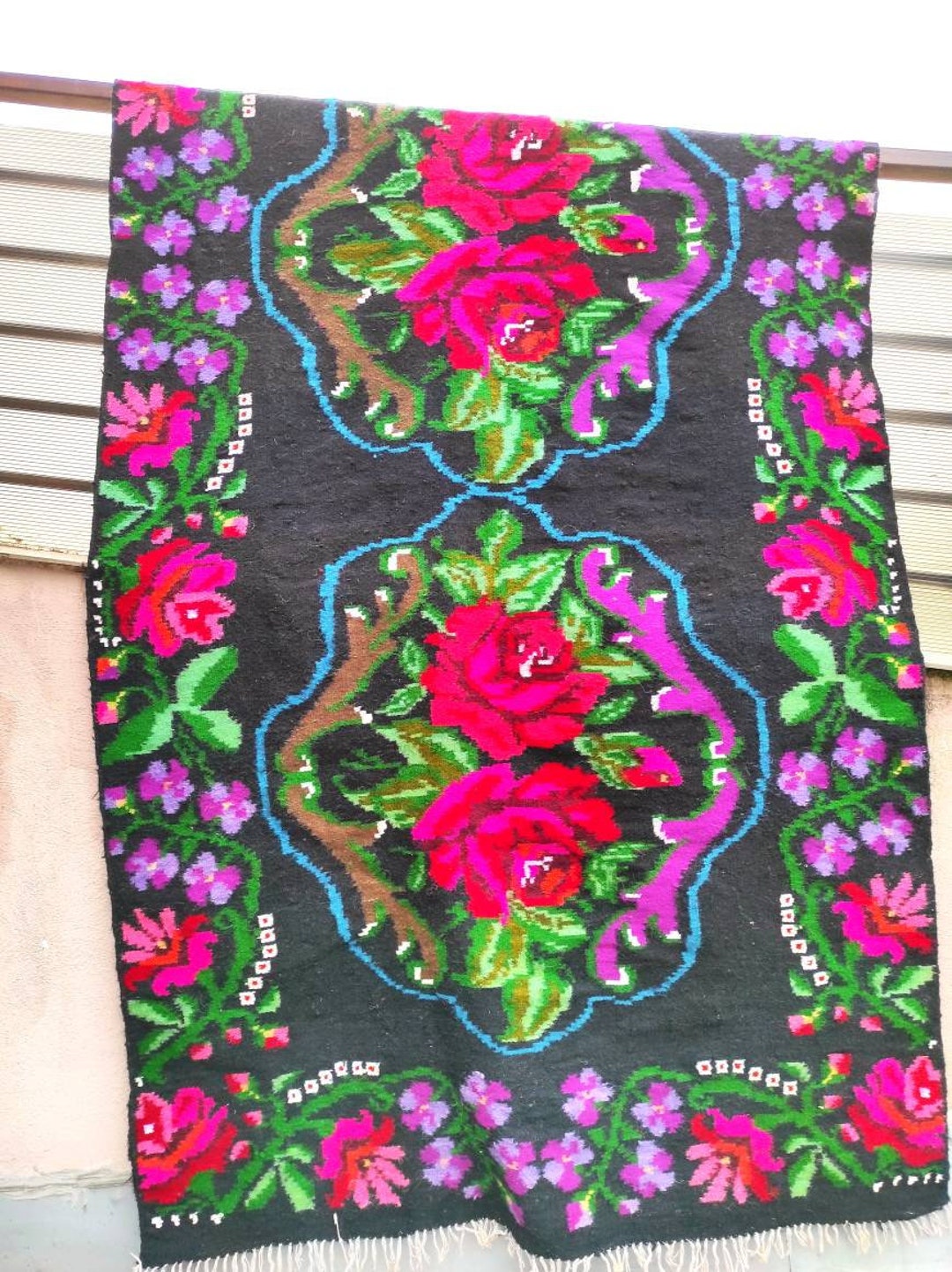 Vintage Romanian Rug,handmade Wool Runner, Kelim Bessarabian Art, Tapis ...