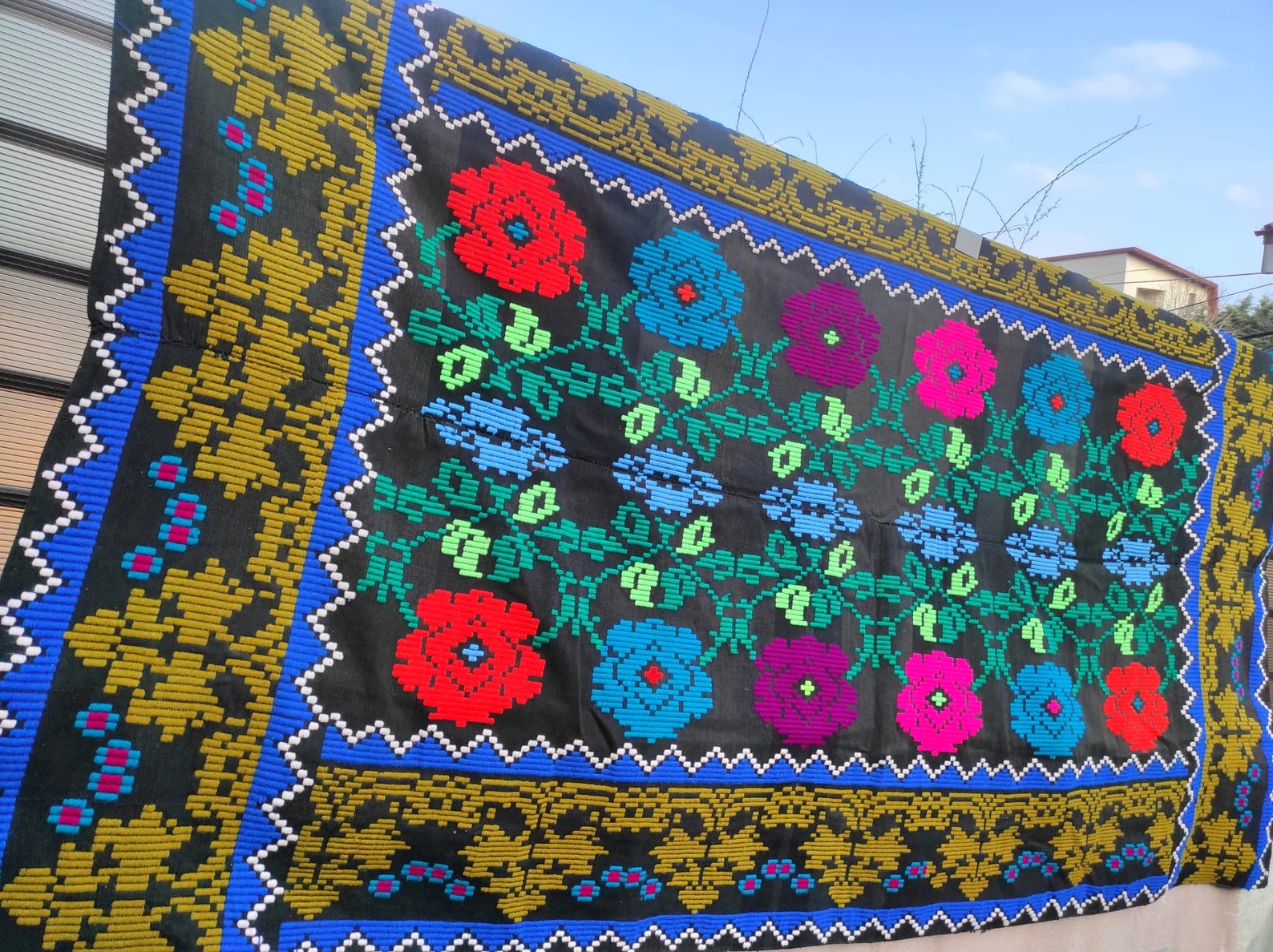 Vintage Romanian Rug, Handmade Wool Carpet, Kilim Oltenian Art, Hand ...
