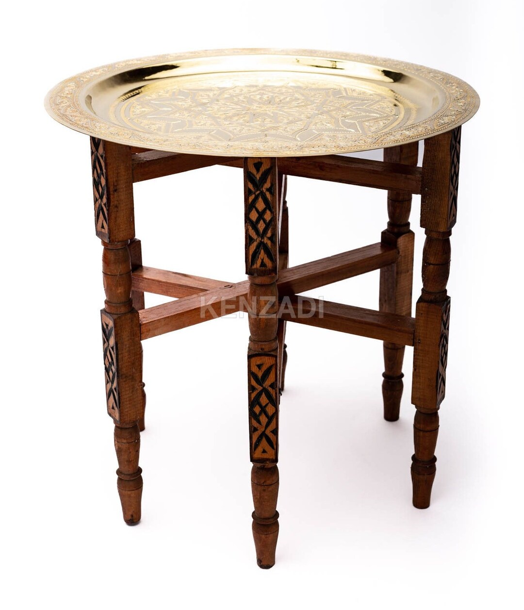 Moroccan Brass Table With Wood Support Hand Made in Fes Morocco by ...