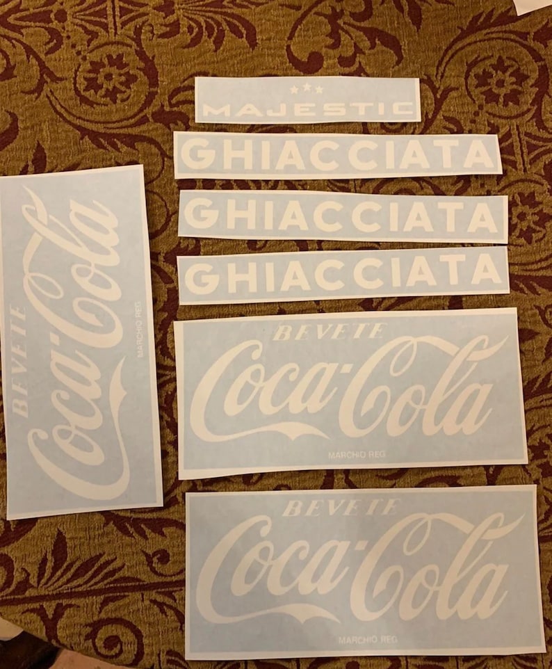 Coca Cola Logo Stickers Kit 7 Pieces Large Icebox Refrigerator ...