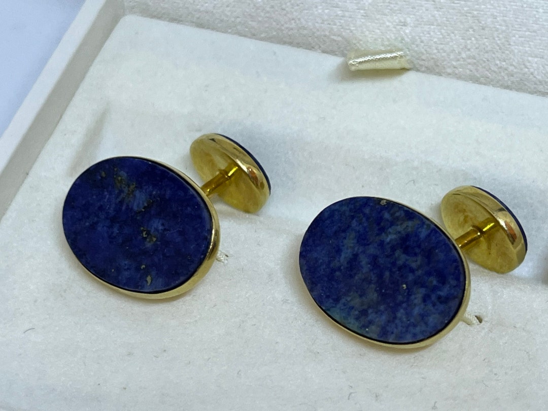 Cufflinks in Gold and Natural Stone Lapislazuli 14 Kt Man Luxury Jewel ...