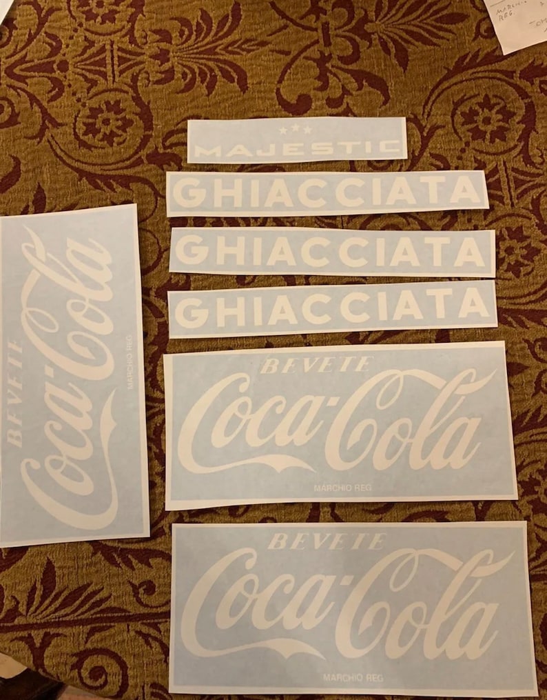 Coca Cola Logo Stickers Kit 7 Pieces Large Icebox Refrigerator ...