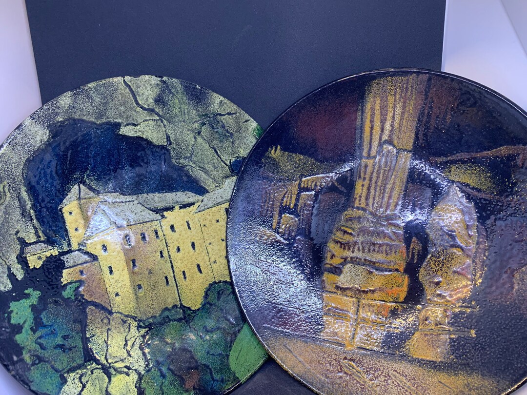 2 Plates Dishes Dekor ZAGREB Rucni Rab Signed Original Modern Classic ...