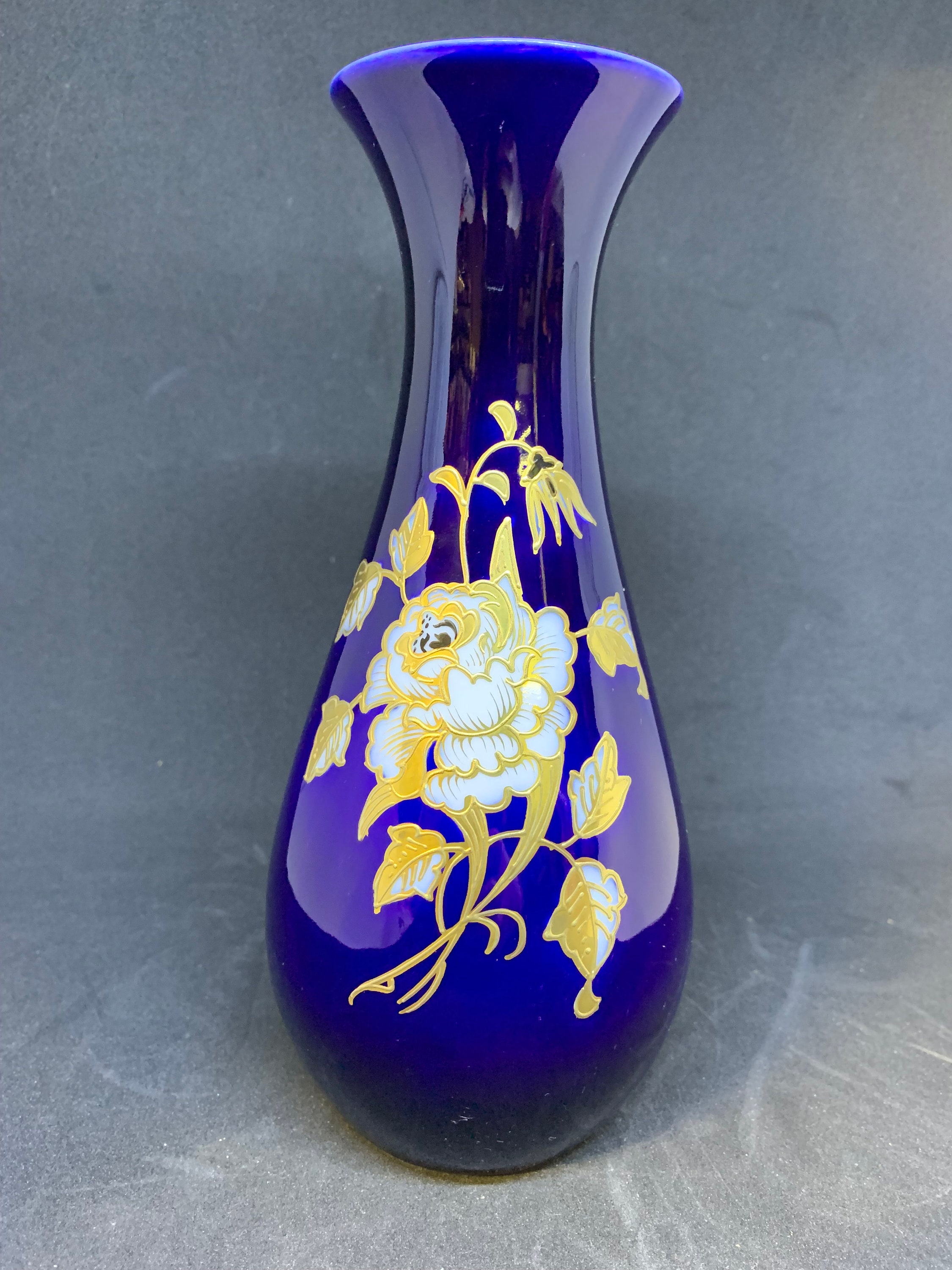 Porzellan Lot 3 Pieces Bavaria Echt Kobalt Wunsiedel 24 Karat Gold ...