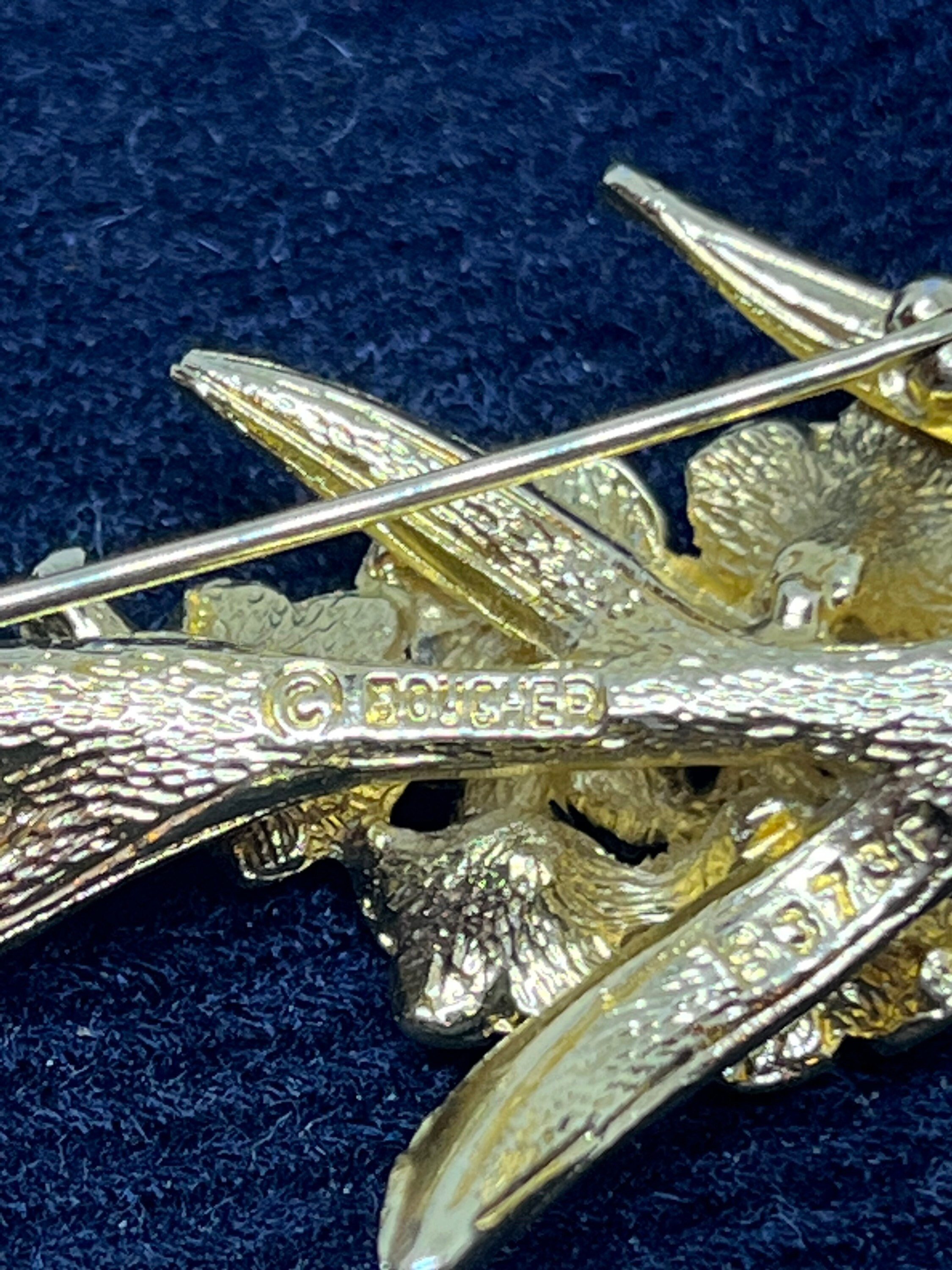 Vintage BOUCHER SIGNED Number Gold & Pearl Gladiolus Brooch Collector ...