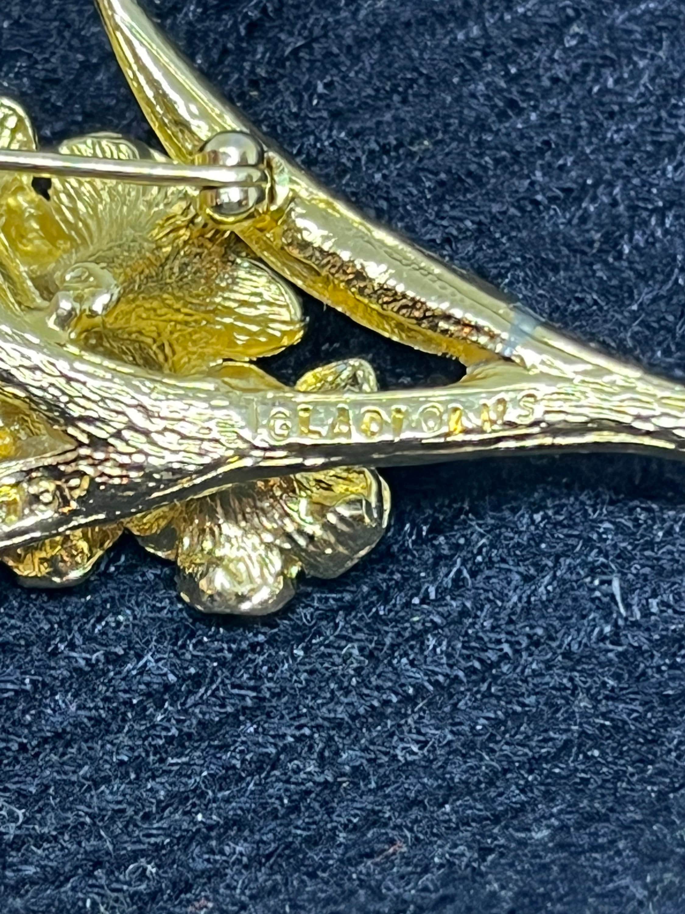 Vintage BOUCHER SIGNED Number Gold & Pearl Gladiolus Brooch Collector ...