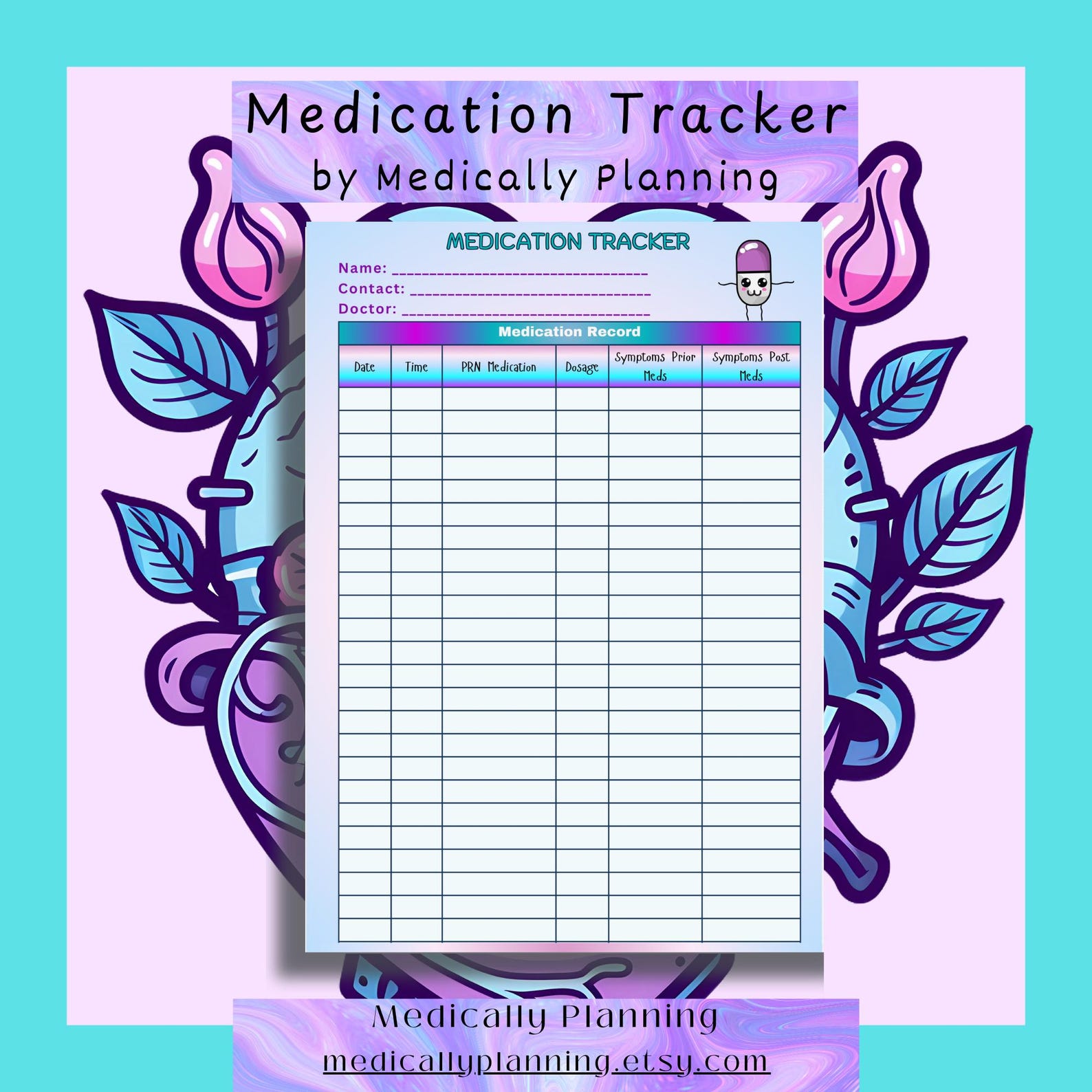 Printable Medication Tracker, Medication Log, Medication Record ...