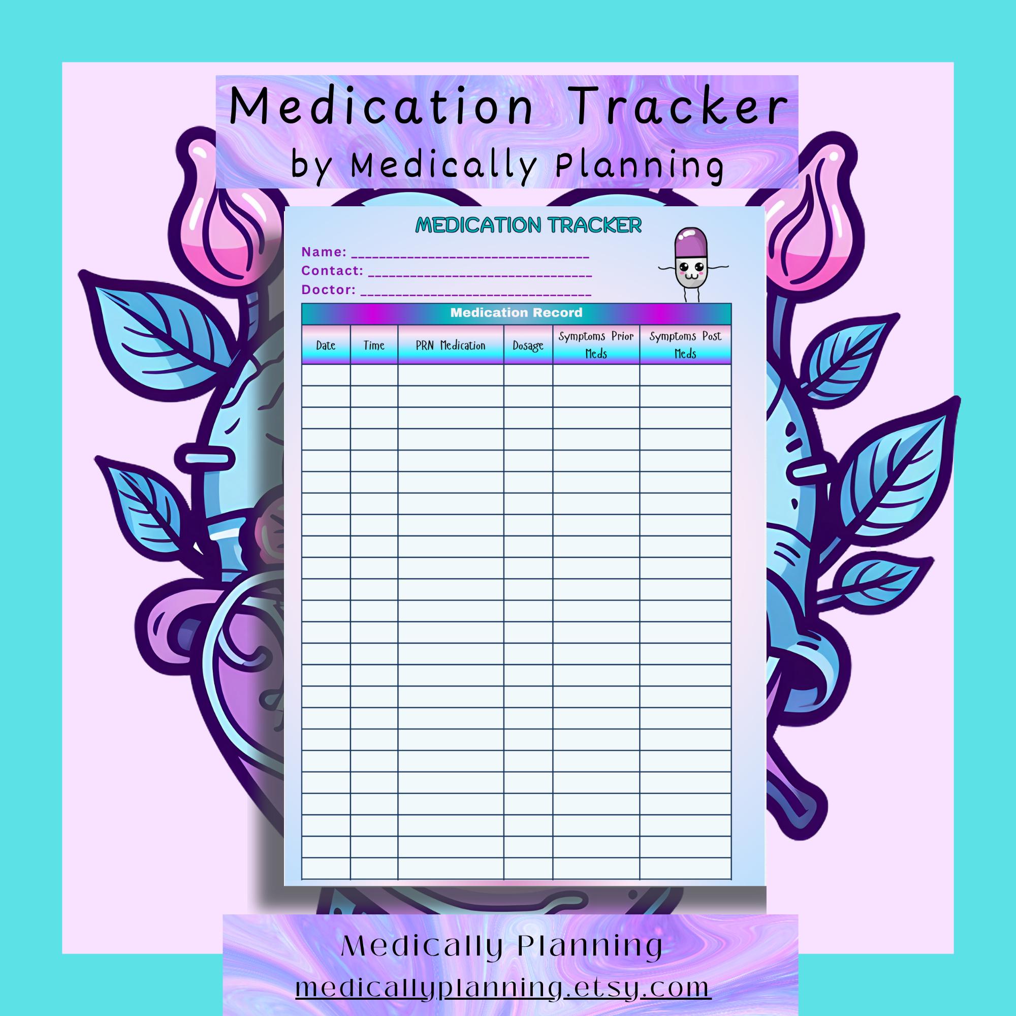 Printable Medication Tracker, Medication Log, Medication Record ...