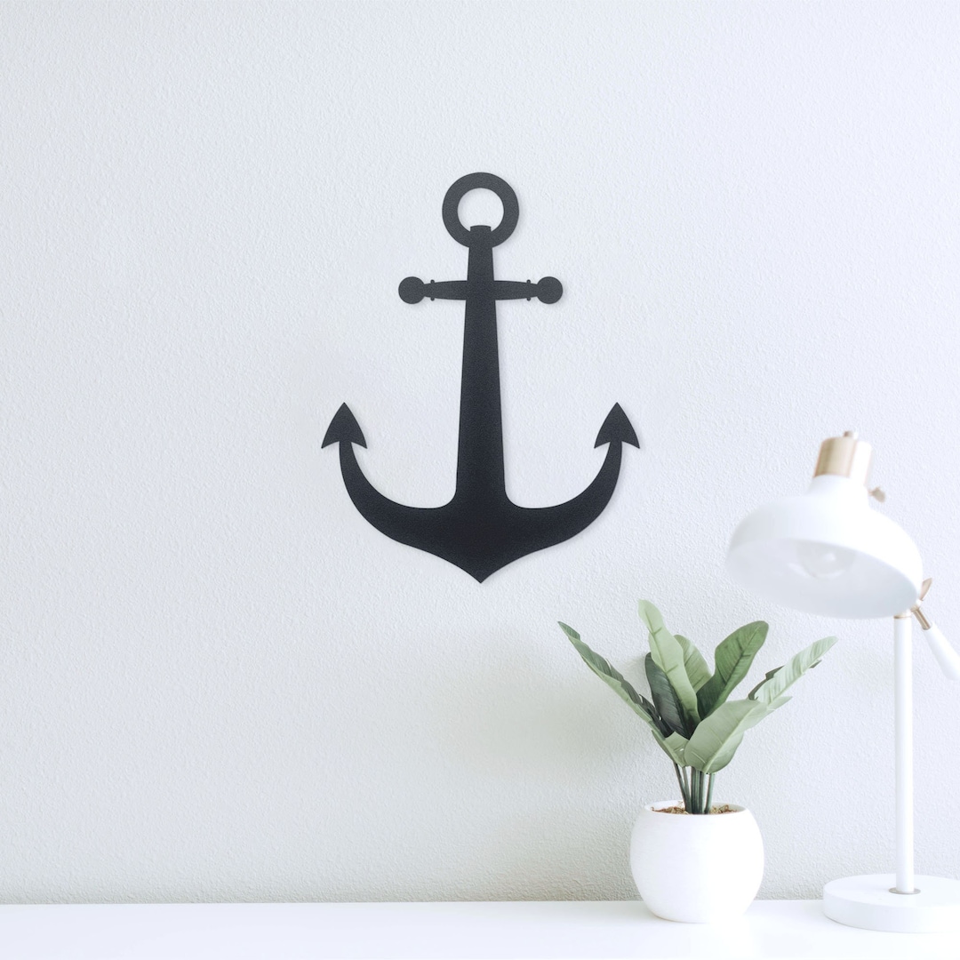 Anchor Metal Wall Art, Large Metal Wall Decor, Nautical Metal Sign for ...