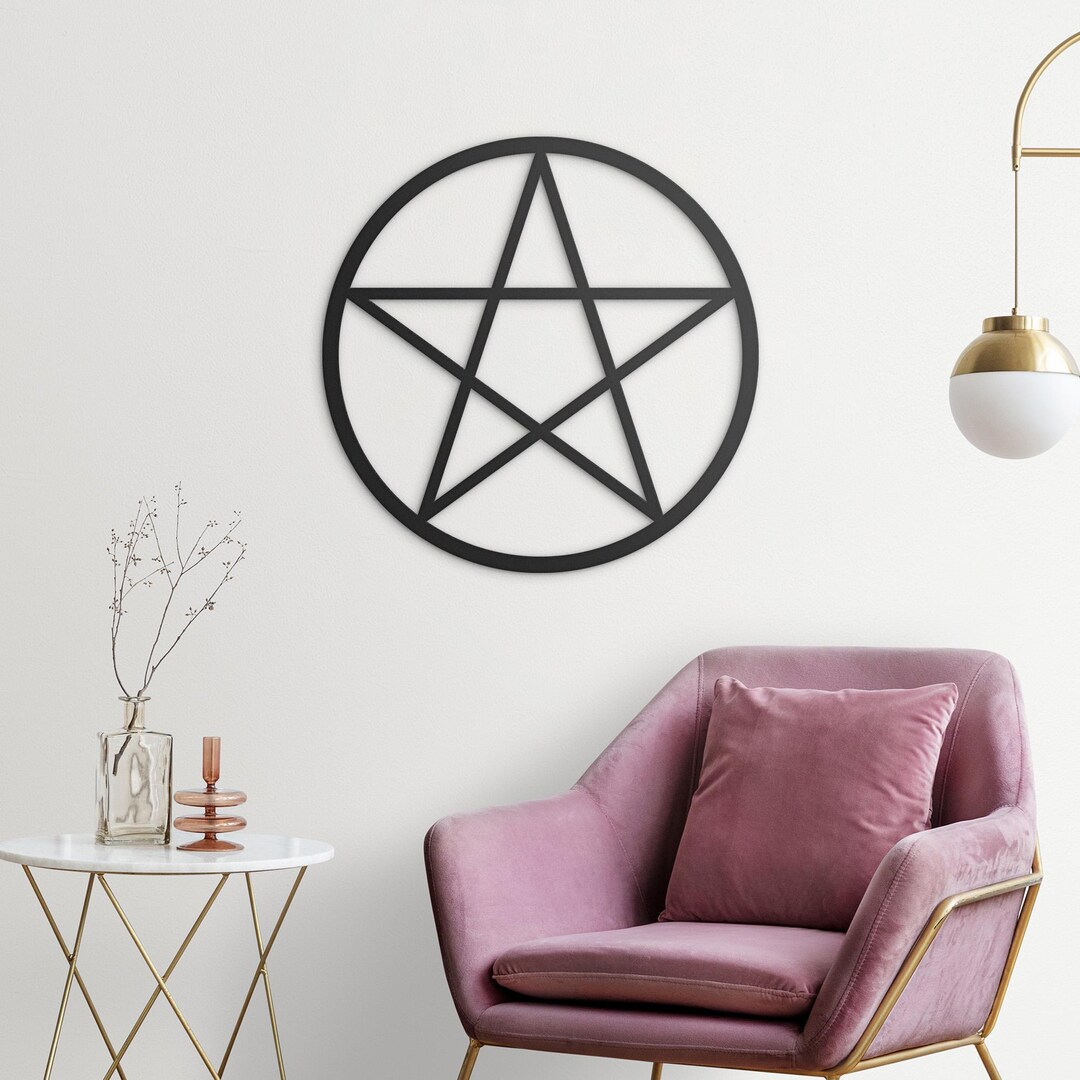 Pentacle Metal Wall Art: Witchy Decor for Altar Room and Occult Home ...