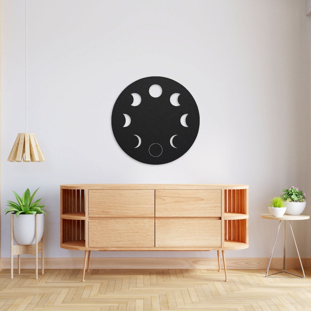 Moon Phases Metal Wall Art, Round Metal Art, Phases of the Moon Wall ...