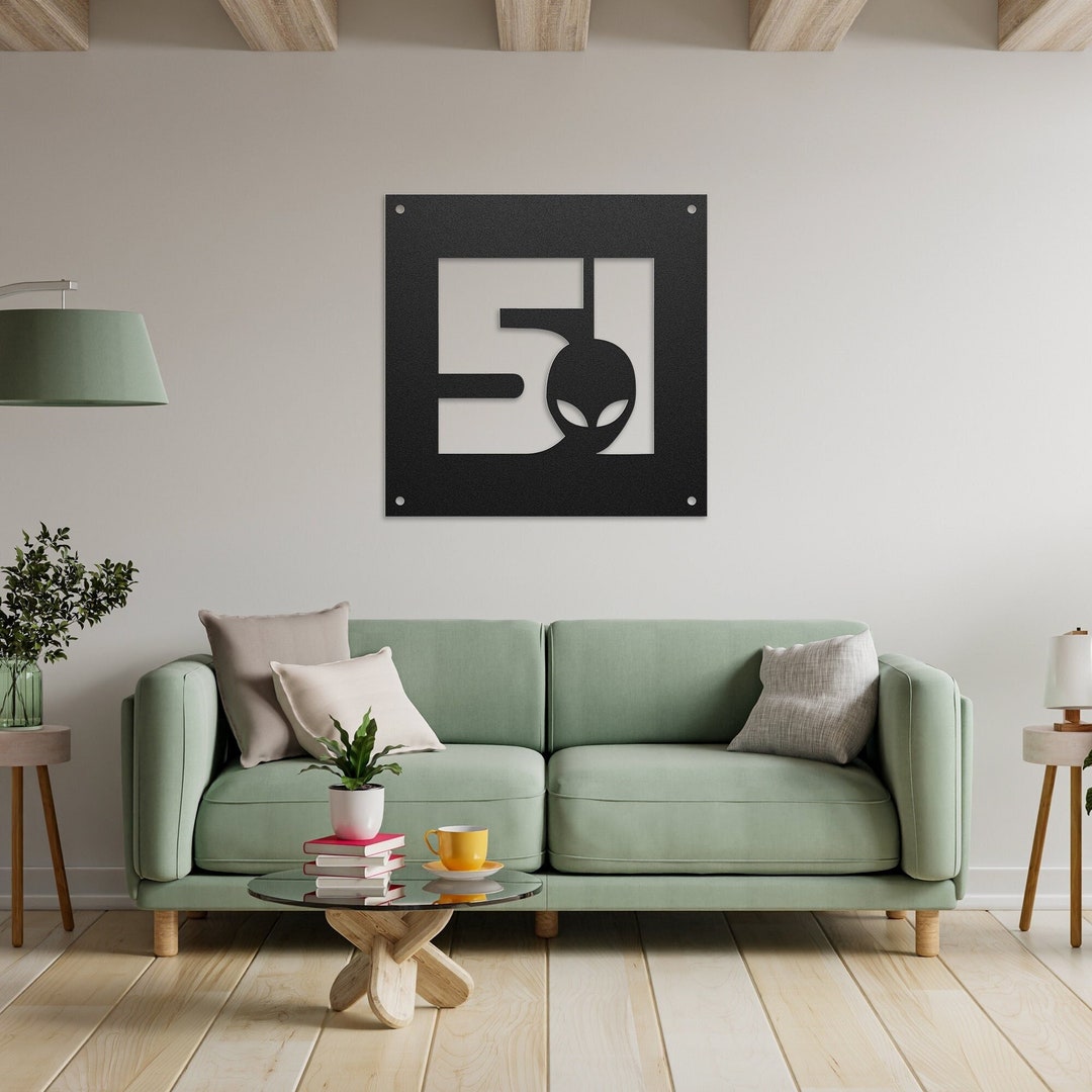 Area 51 Metal Sign for Above Couch Decor and Space Themed Room Alien ...