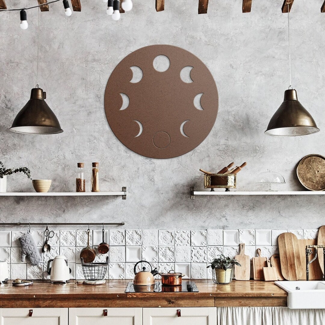 Moon Phases Metal Wall Art, Round Metal Art, Phases of the Moon Wall ...