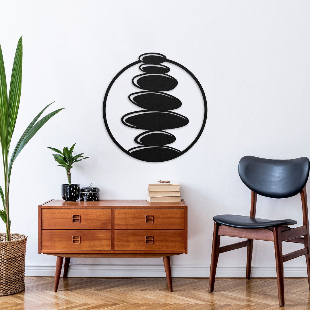 Zen Stones Metal Wall Art: Spiritual Meditation Room Decor - Etsy