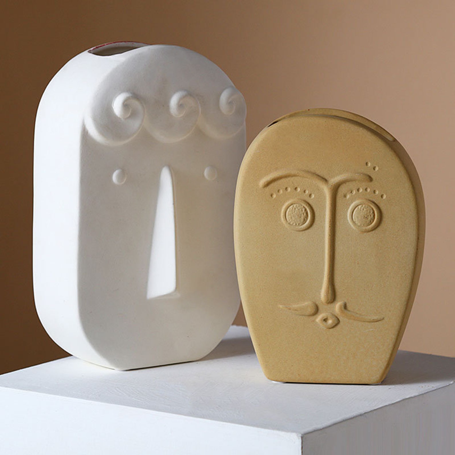 Modern Art Human Face Ceramic Vase Ornaments Living Room Dried - Etsy