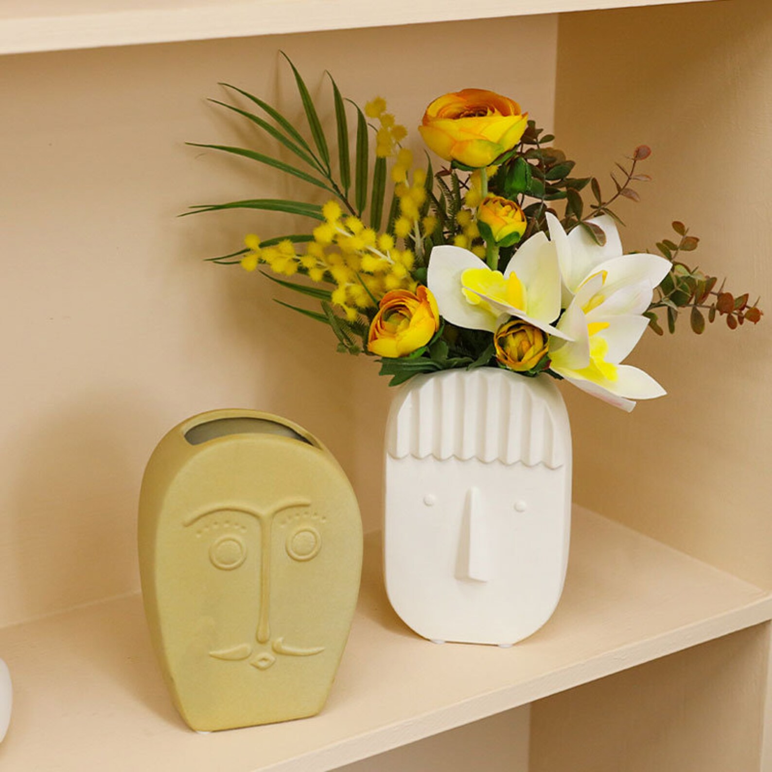 Modern Art Human Face Ceramic Vase Ornaments Living Room Dried - Etsy