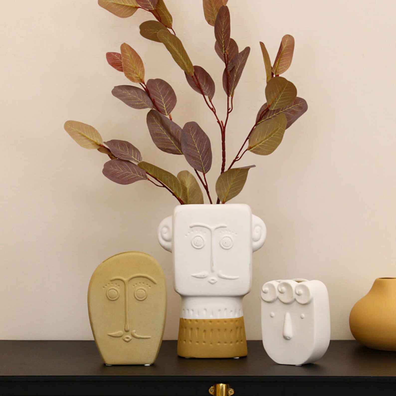 Modern Art Human Face Ceramic Vase Ornaments Living Room Dried - Etsy