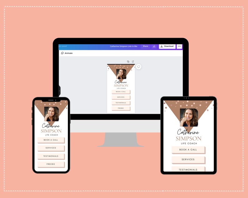 Link In Bio Instagram IG Biolink Linktree Template Canva Etsy