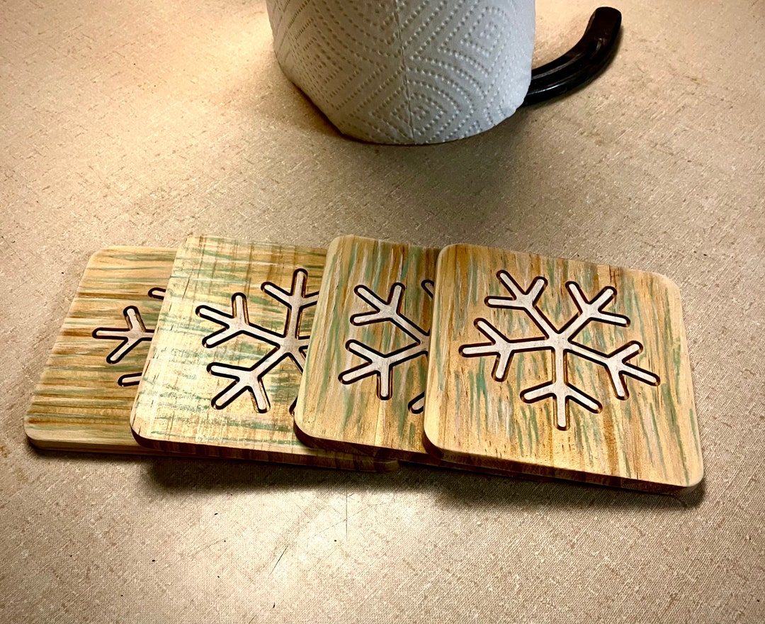 Handcrafted Snowflake Wooden Coasters - Etsy