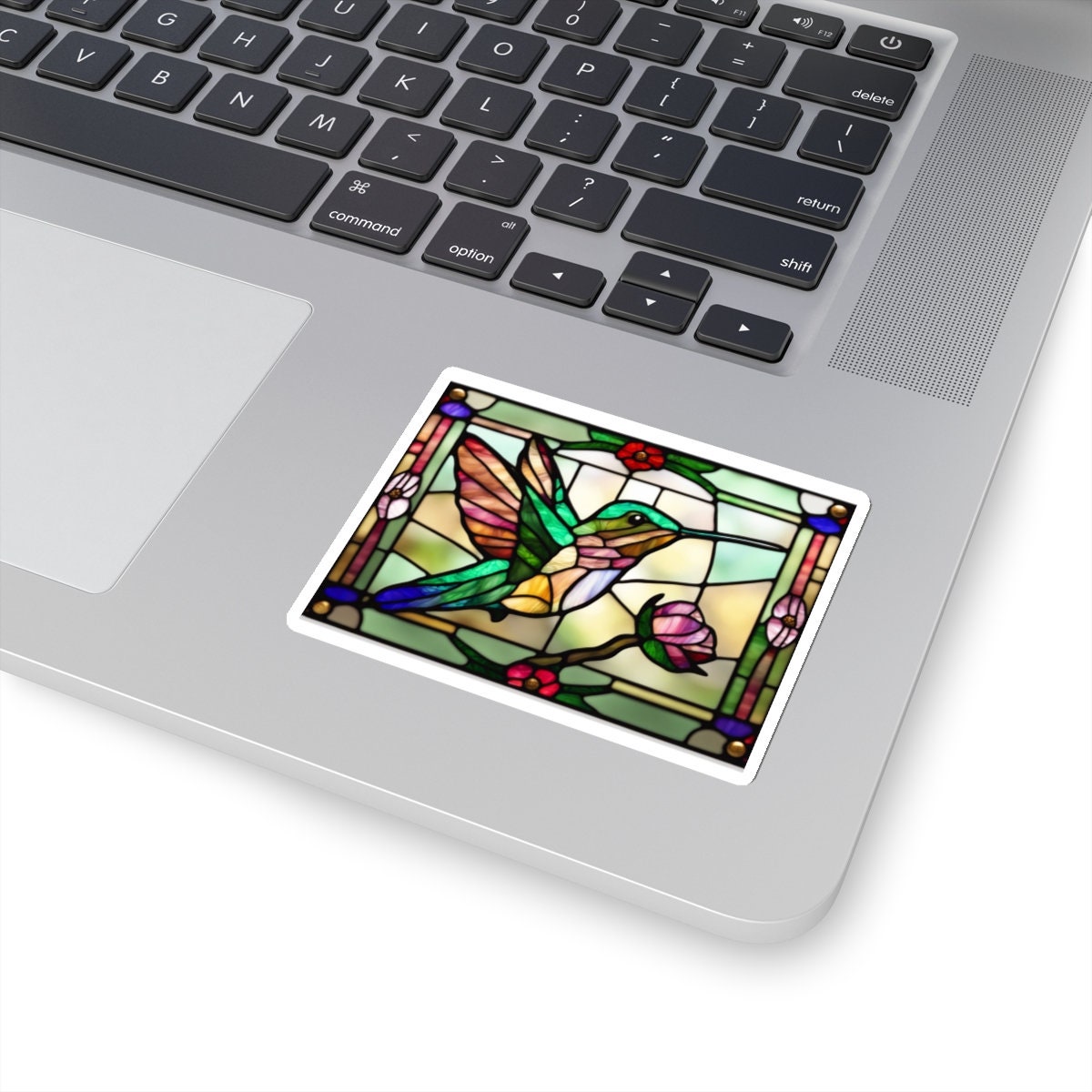 Hummingbird Stained Glass Vinyl Sticker, Unique Kiss Cut Decal for ...