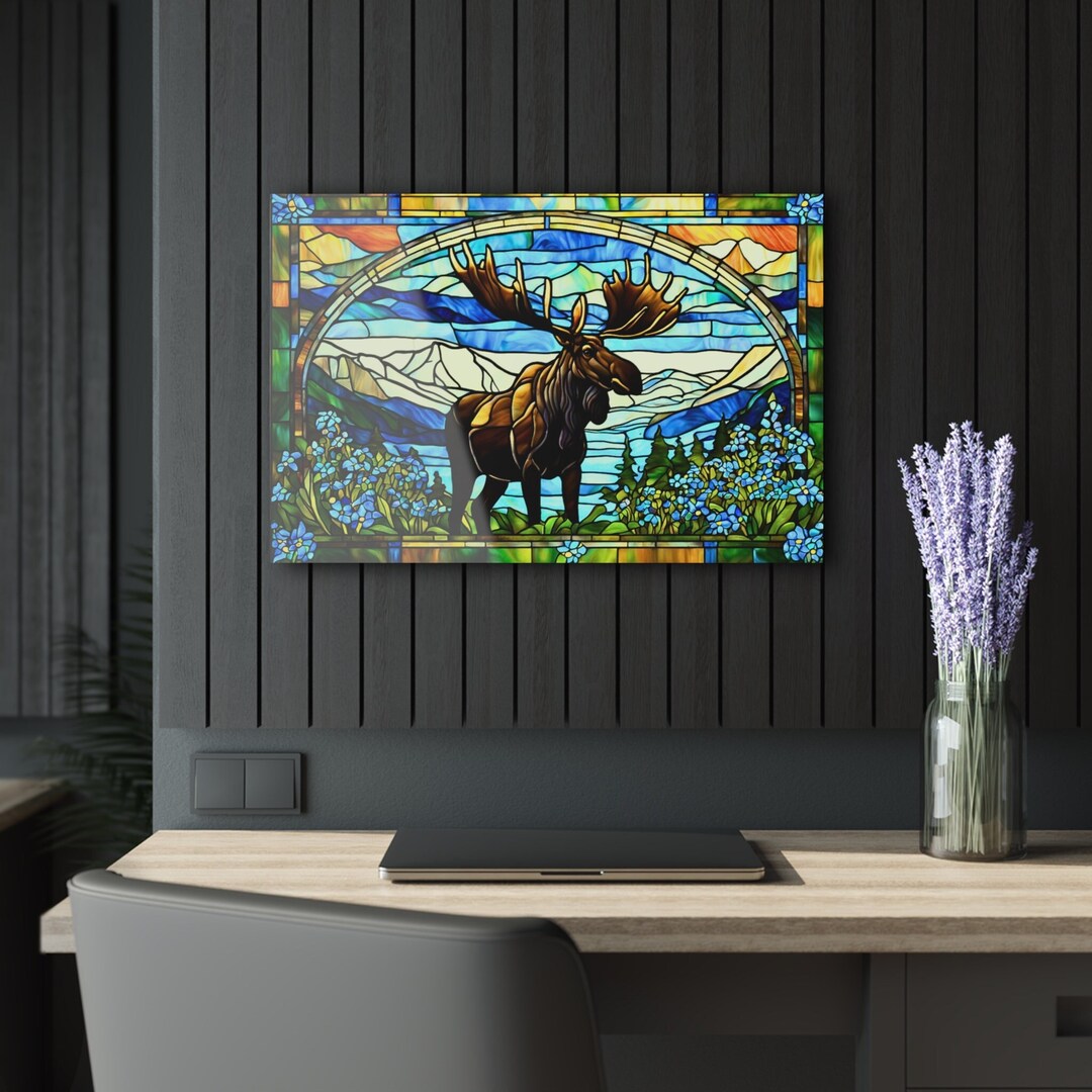 Anchorage Alaska Stained Glass Moose Acrylic Print Wall Art Alaskan ...