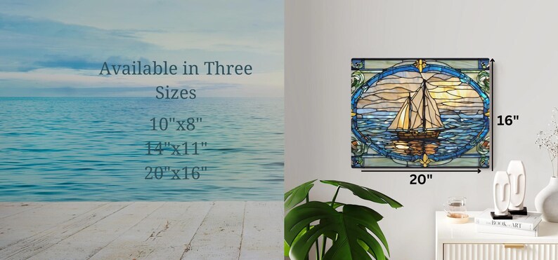 Stained Glass Sailboat Acrylic Print: Nautical Coastal Wall Art - Etsy