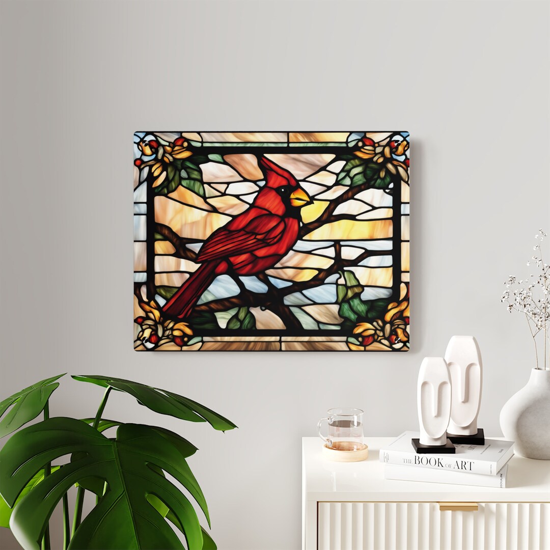 Stained Glass Cardinal Acrylic Wall Art Panels - Etsy