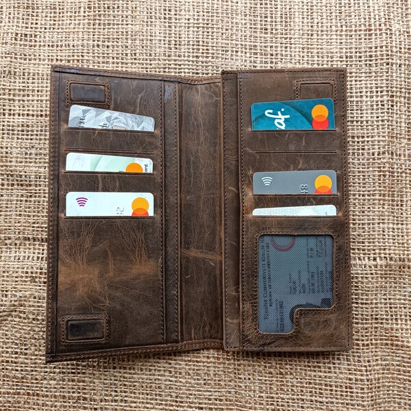 Long Leather Wallet - Etsy