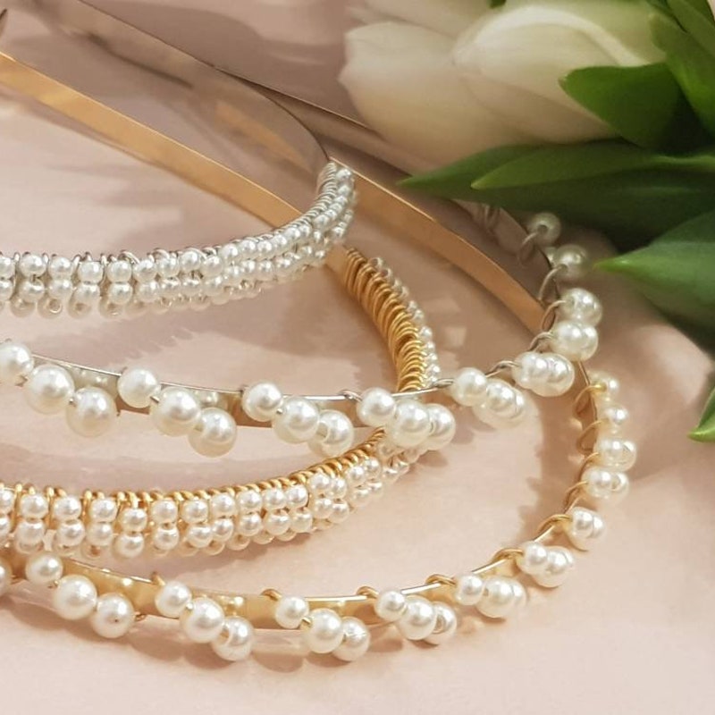 Pearl Bead Headband - Etsy