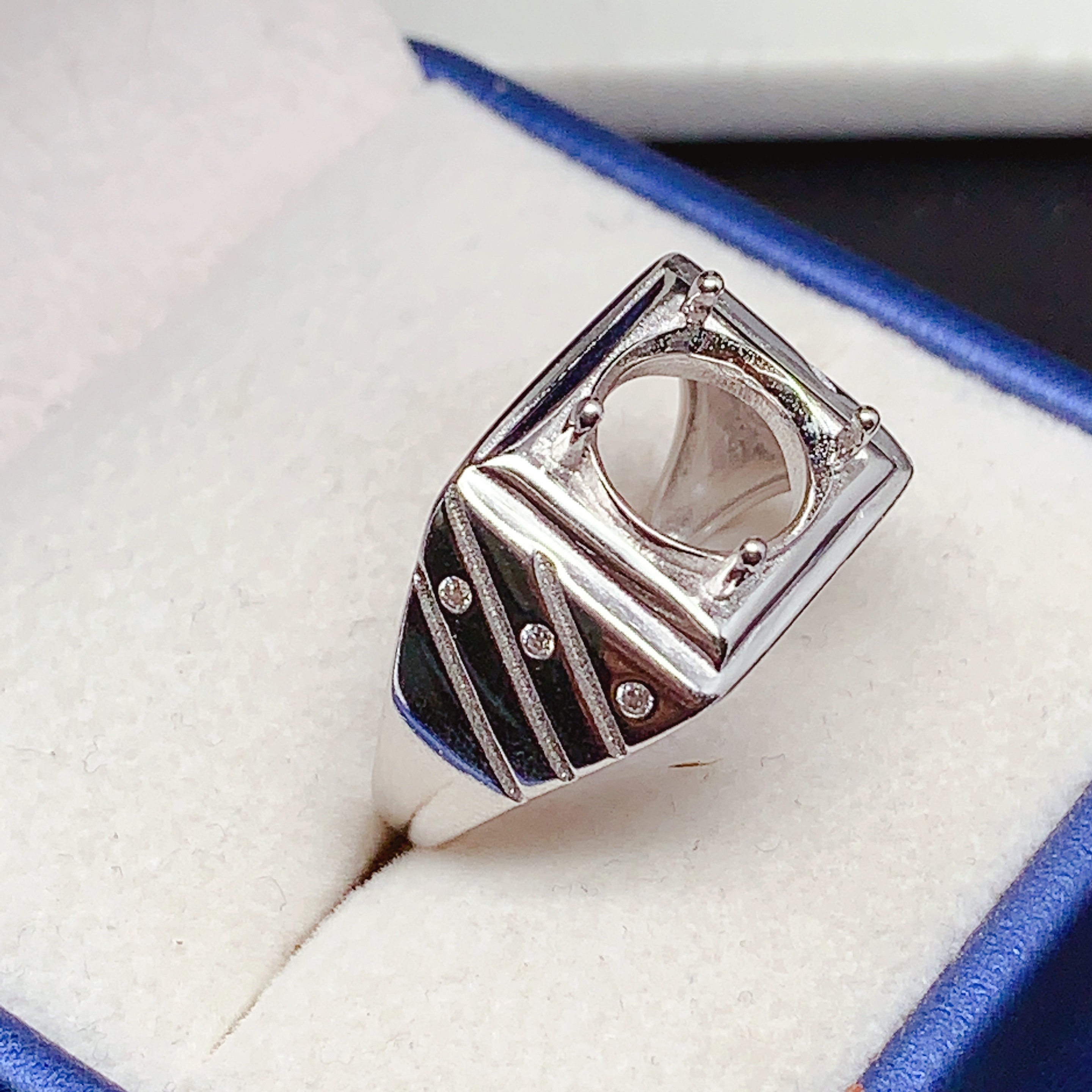 DIY Solid Silver Men's Ring Empty Setting, Blank Jewelry Setting Silver ...