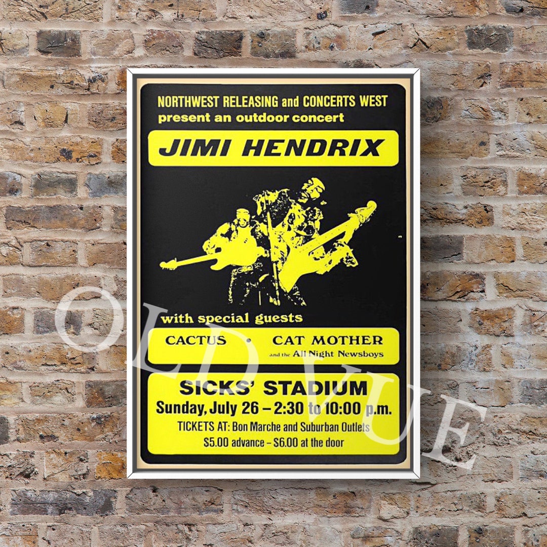 Jimi Hendrix Stix Stadium Gig Poster 8 X 12 Inches or 6 X 8 - Etsy