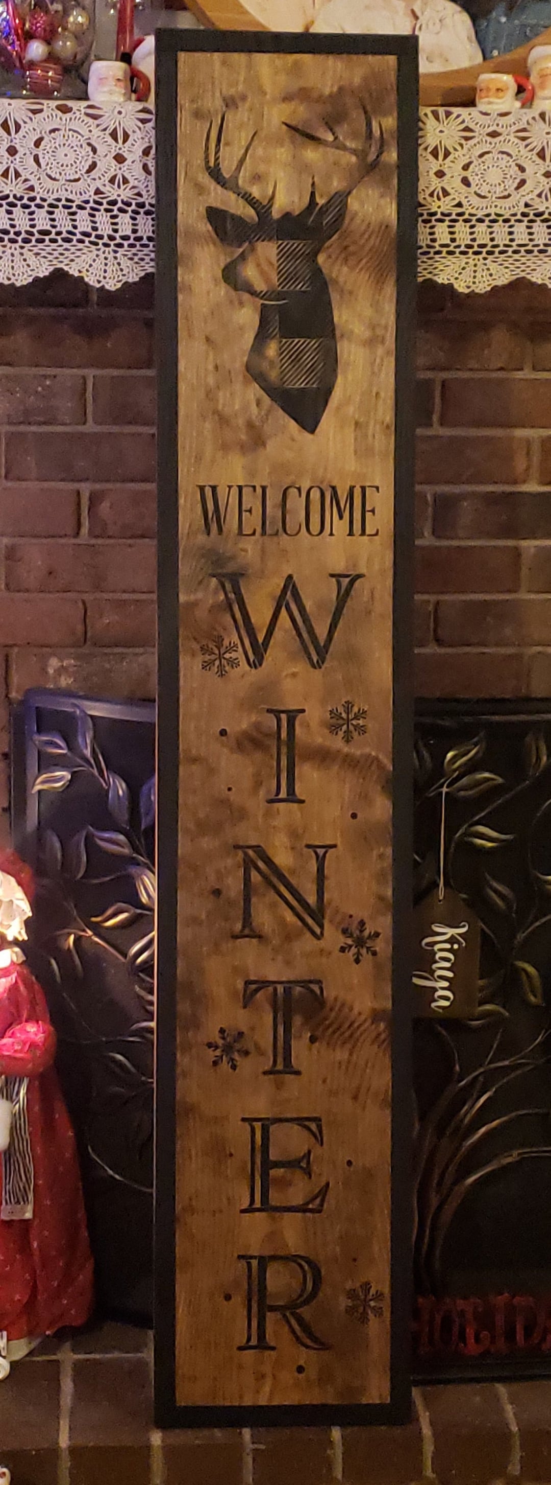 Hello Welcome Winter Deer Wood Door Sign Vertical Porch Leaner - Etsy