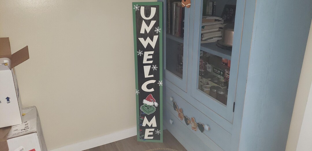 Grinch Green Unwelcome Vertical Wood Door Sign Porch Leaner Sitter - Etsy