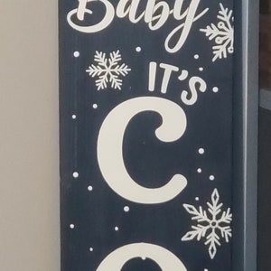 Baby It's Cold Outside Winter Seasonal Welcome Wood Door Sign Vertical ...